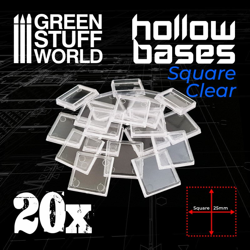 Plastic CLEAR Square Hollow Base 25mm (Green Stuff World) – Snydepels